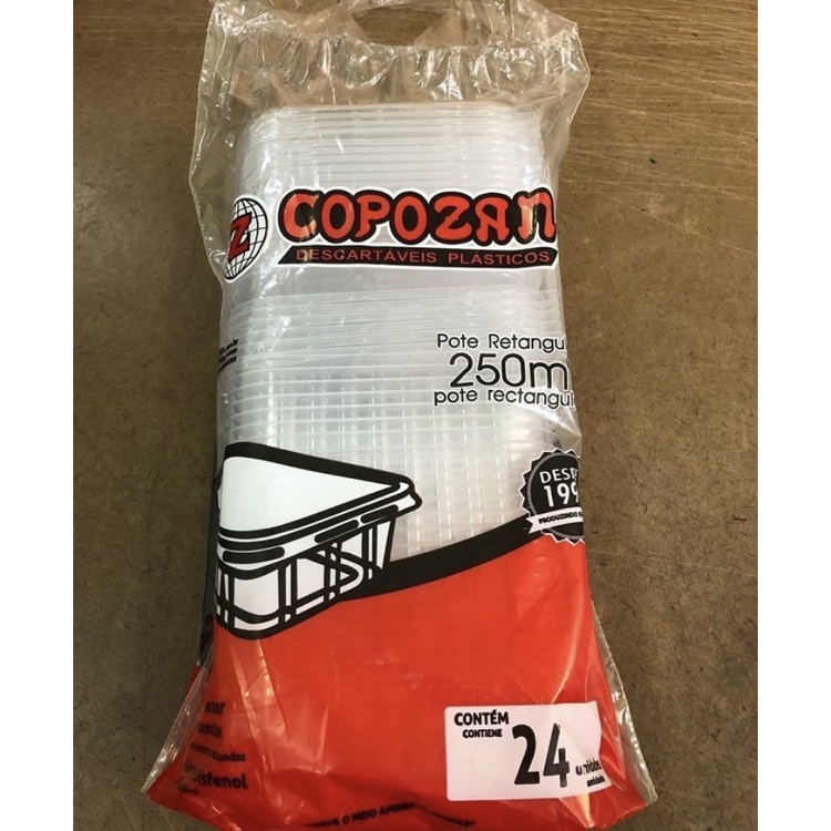 Pote Retangular Descartável 250ml Freezer Microondas C/24 Unidades Copozan | Shopee Brasil