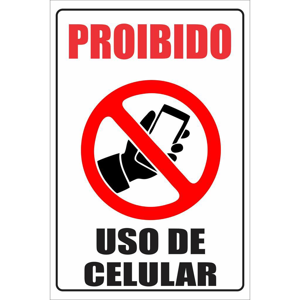 Placa Sinalização | Proibido Uso de Celular PVC 2mm - 30x20cm (A4 ...