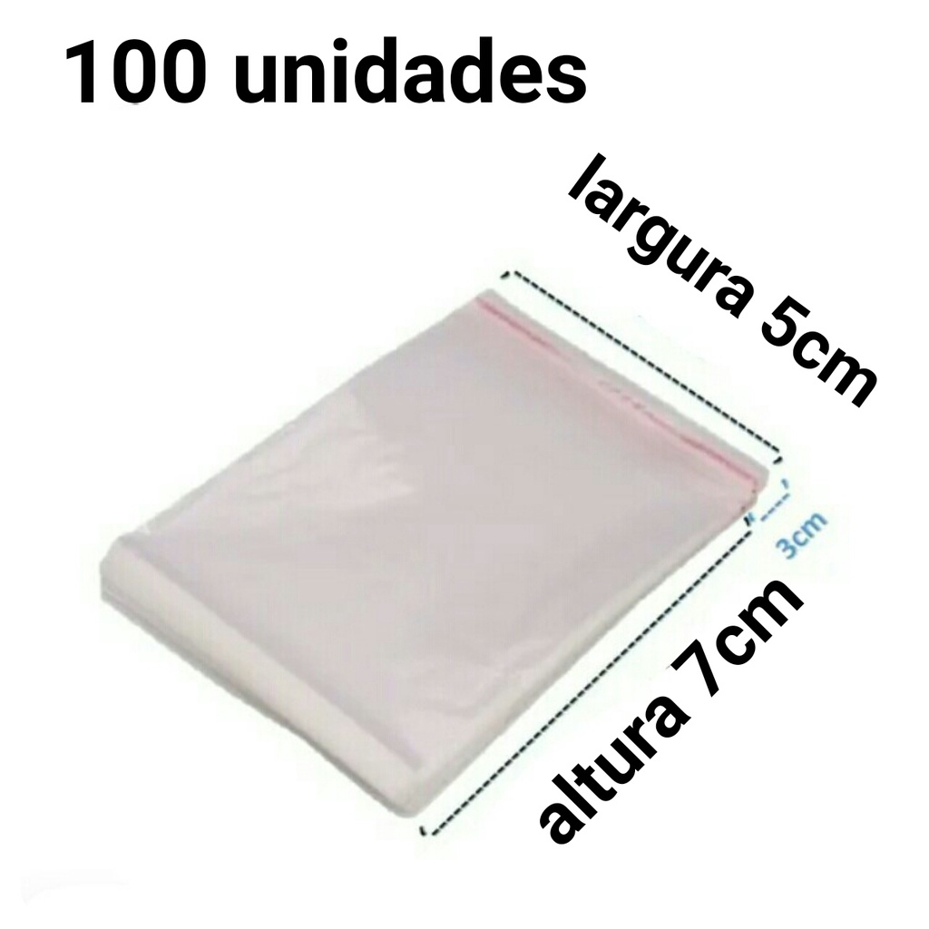 saquinho 5x7 colante 100 peças cor transparente saco plástico para ...
