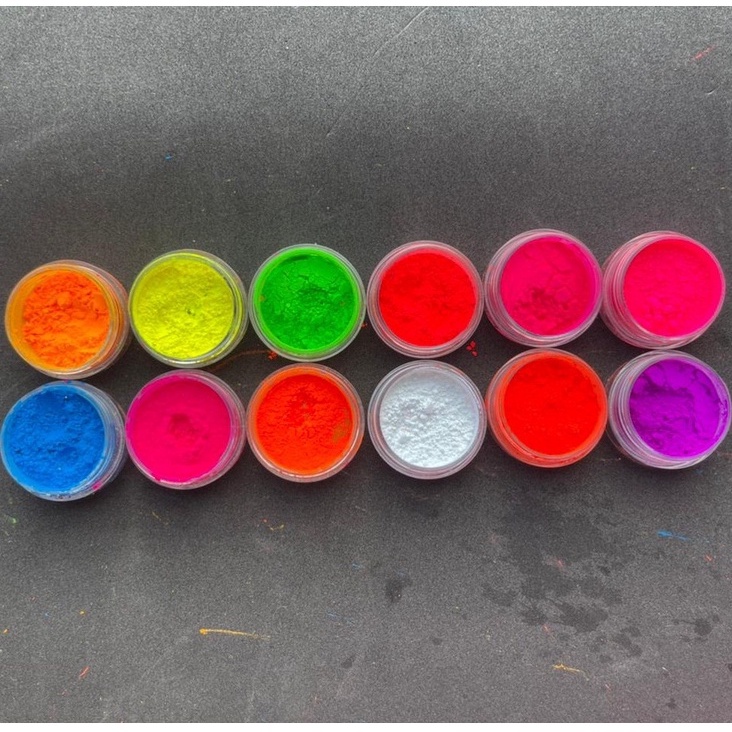 Caixa c/ 12 Potinhos de Pó Neon para Nail Arte | Shopee Brasil