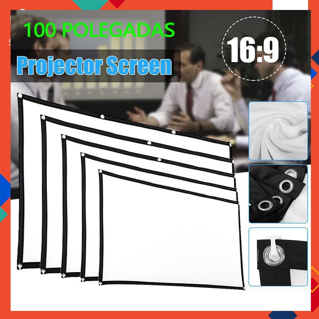 Tela de projetor portátil dobrável de 100 polegadas 16:9 para casa para ...