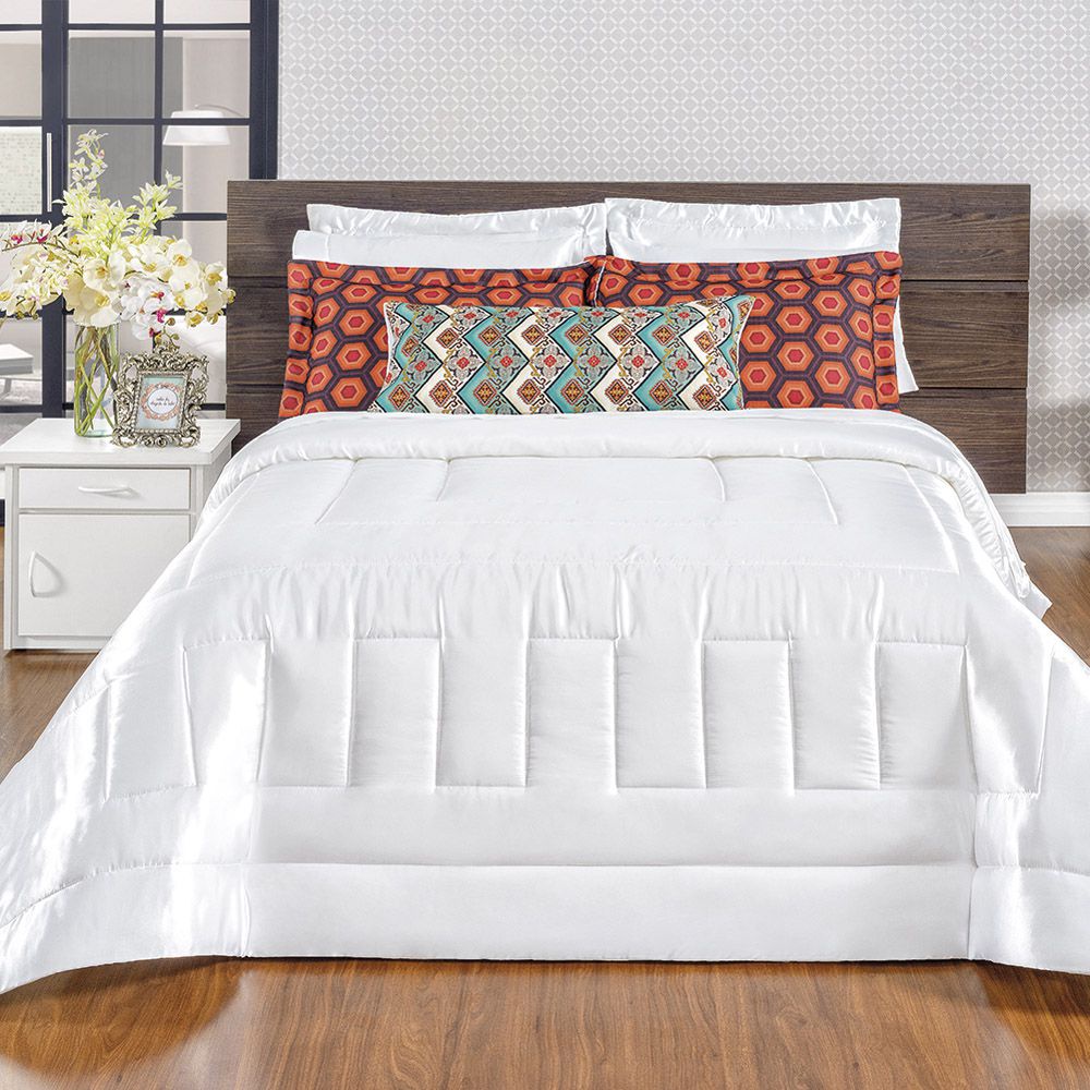 Edredom Casal Queen Sublime Cetim Charmousse 7 Peças - Branco | Shopee ...