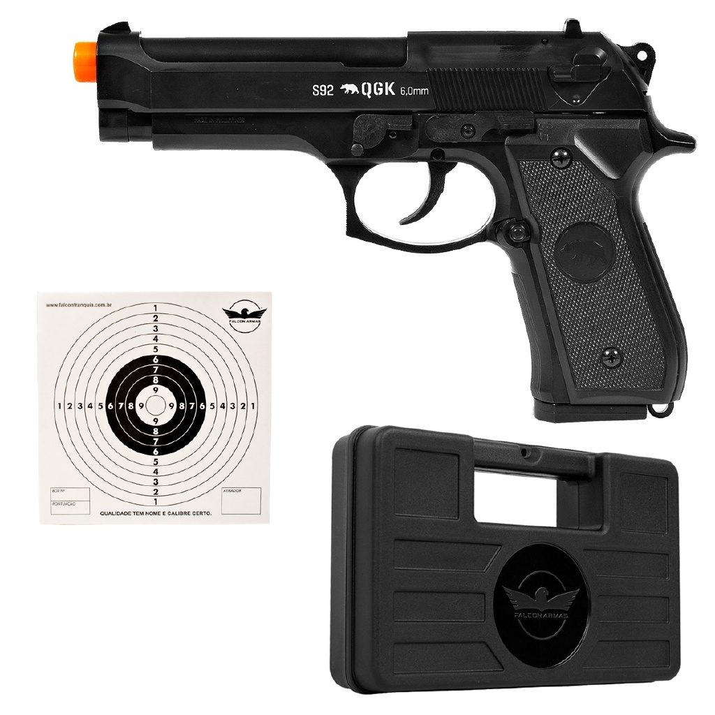 Pistola de Airsoft QGK S92 PT92 + Maleta + Alvo | Shopee Brasil