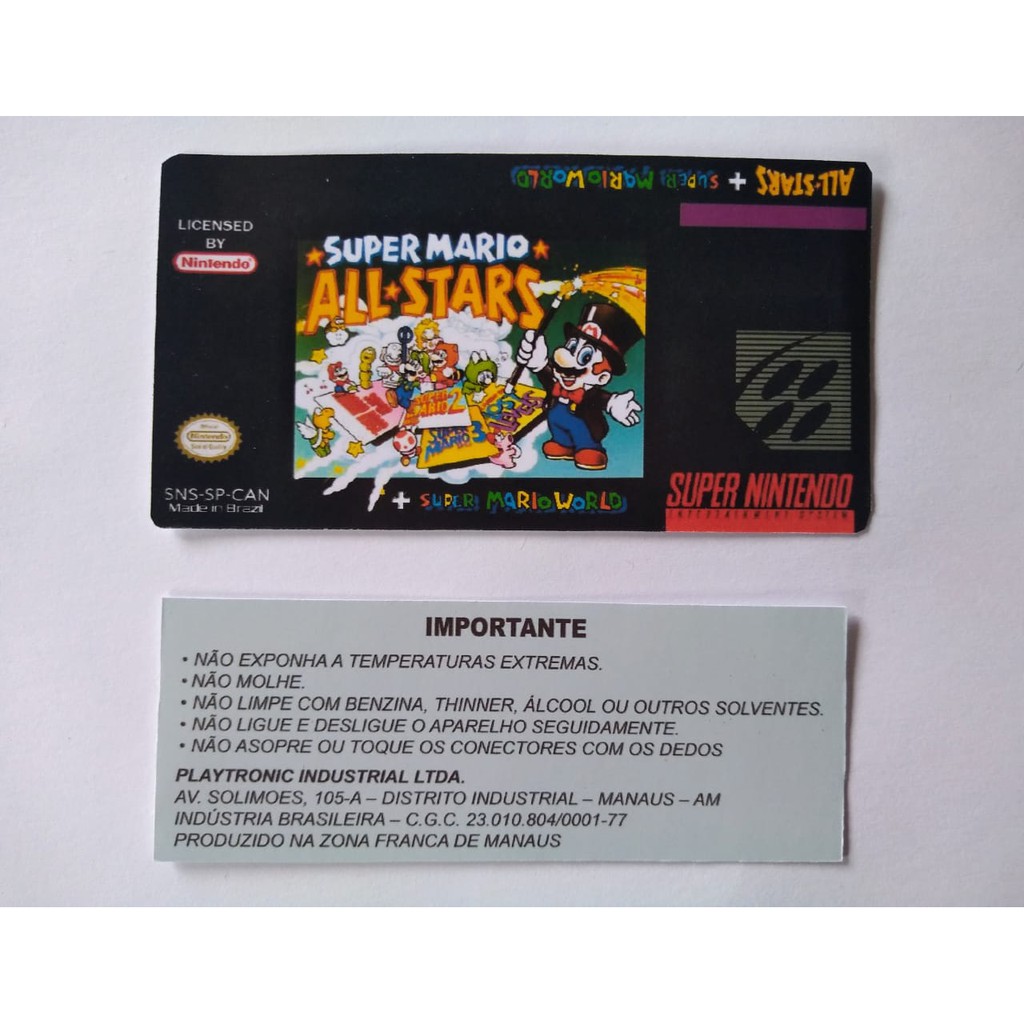 LABEL ETIQUETA SUPER MARIO ALL STARS + SUPER MARIO WORLD FRENTE E VERSO ...