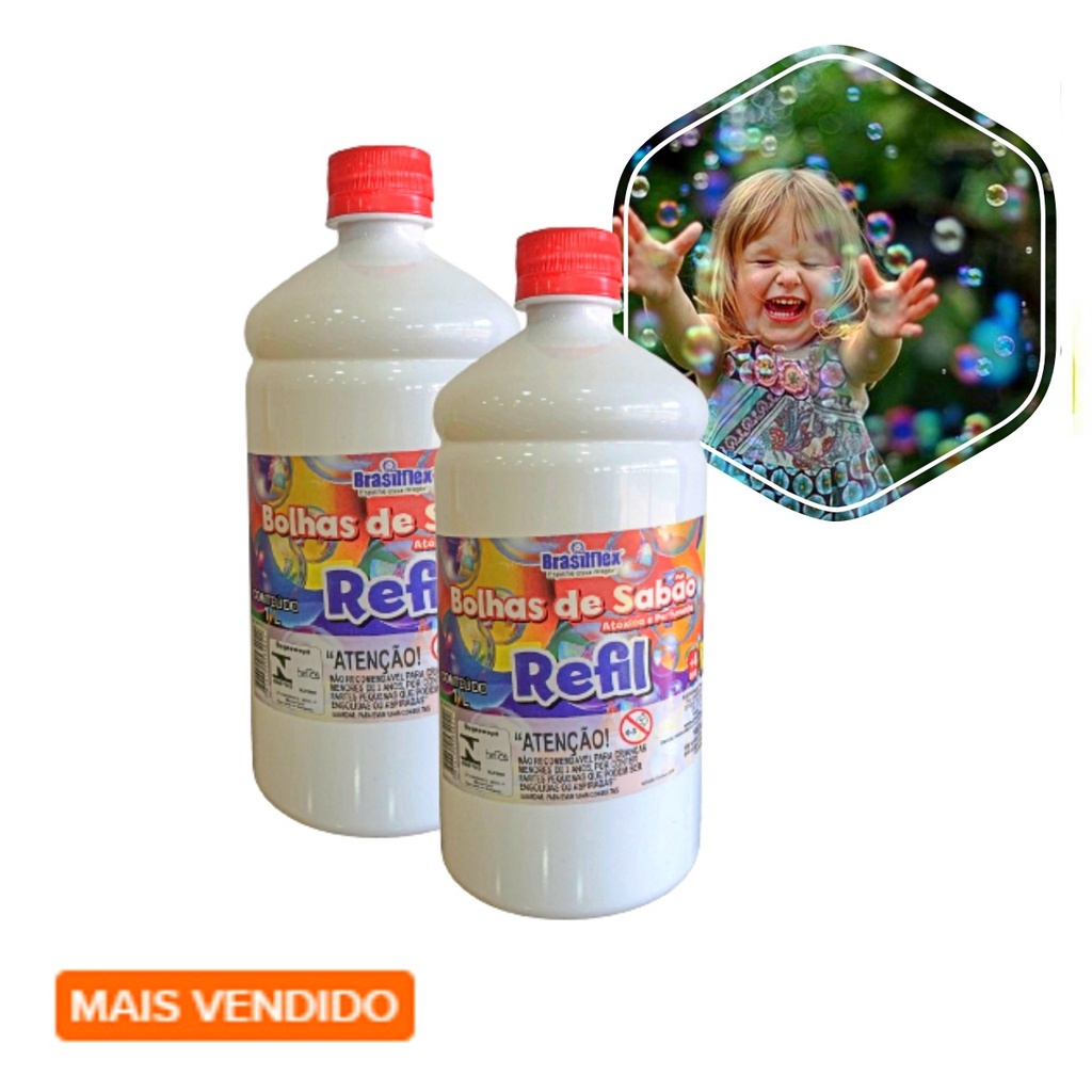 Kit Refil Liquido Para Maquina De Fazer Bolhas De Sabão 2 L | Shopee Brasil
