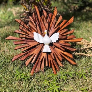 Lindo Resplendor do Divino Espirito Santo em madeira raios duplos 50 x ...