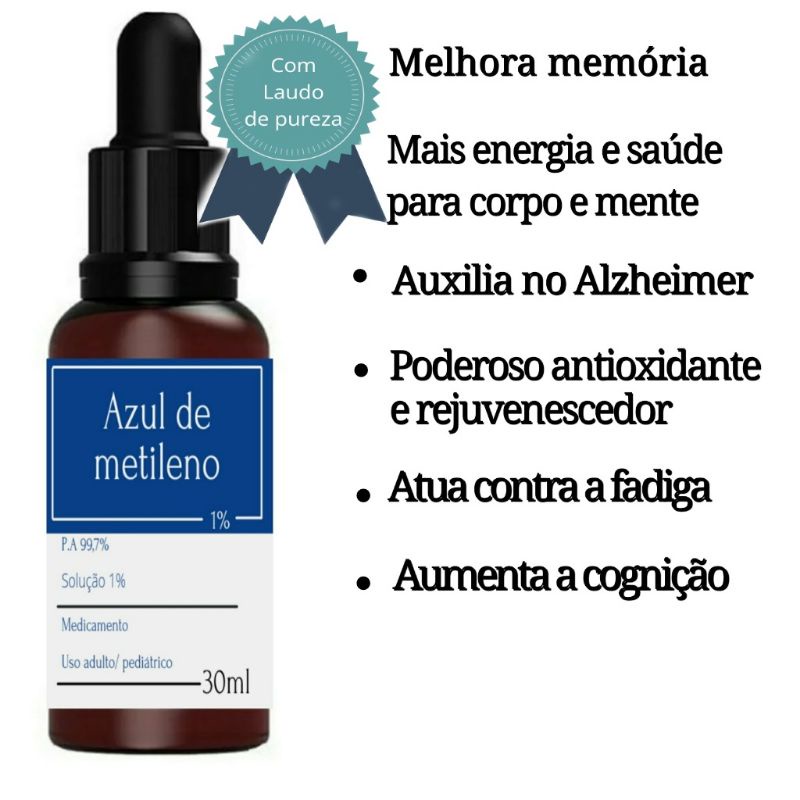 Azul De Metileno Forte PA 1% Sublingua 500mcg/Gota, 44% OFF