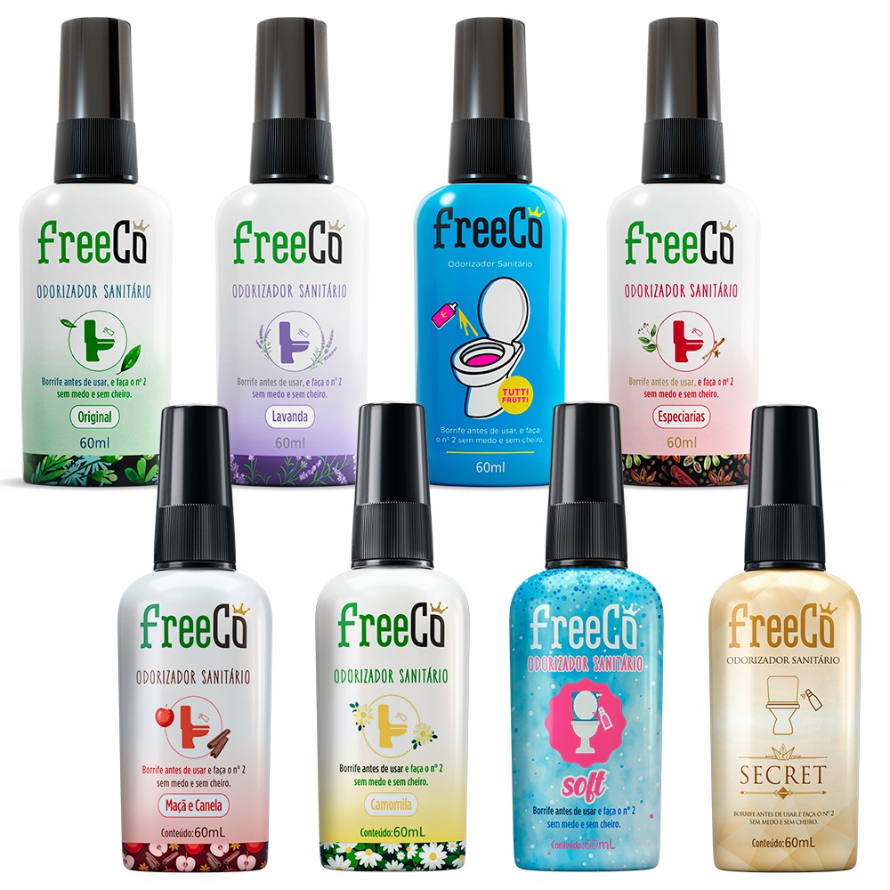 Kit 8 Freecô Linha Completa - Bloqueador De Odores Sanitários | Shopee ...