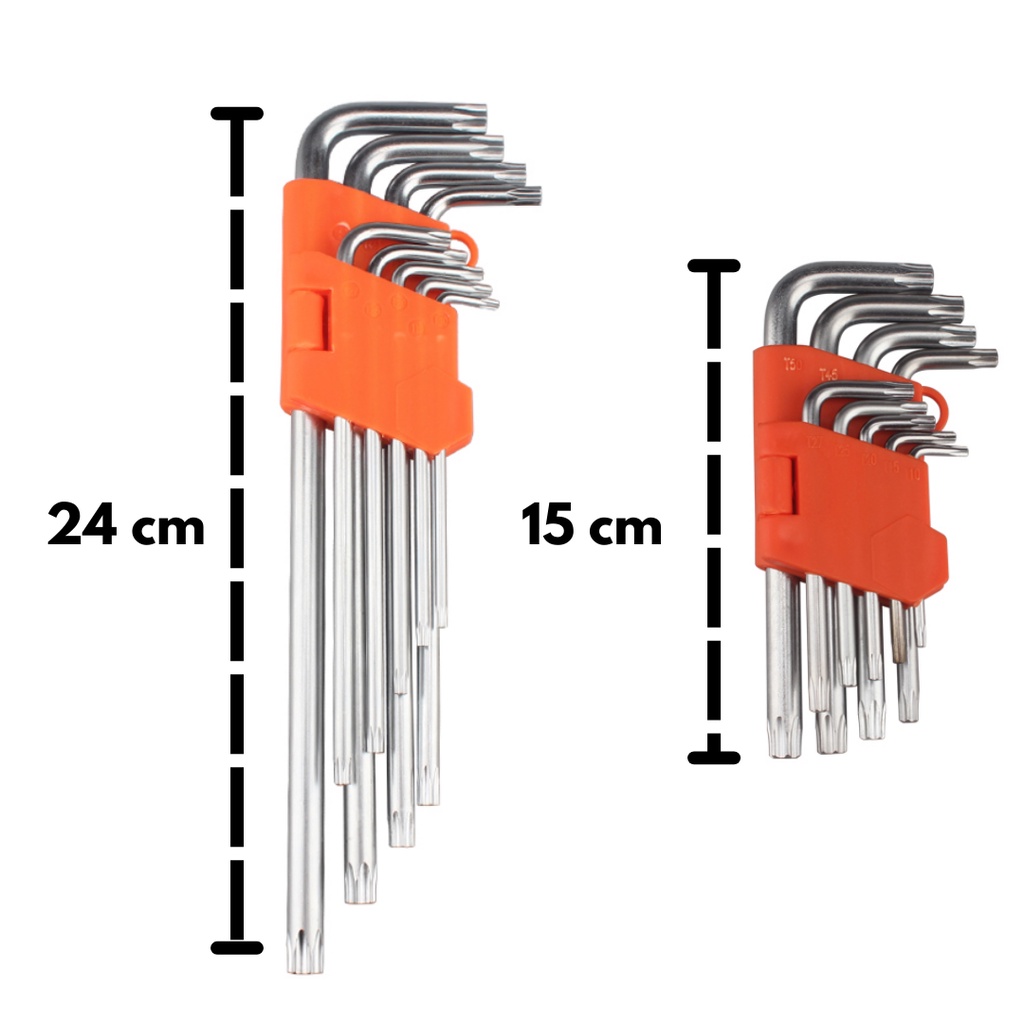 Jogo De Chave Torx Inox Torque Tipo L de Aço T10 A T50 Grande e Pequena ...