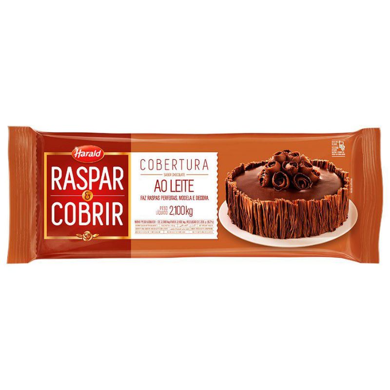 Cobertura Harald Raspar & cobrir sabor chocolate ao leite Barra 2,1kg ...
