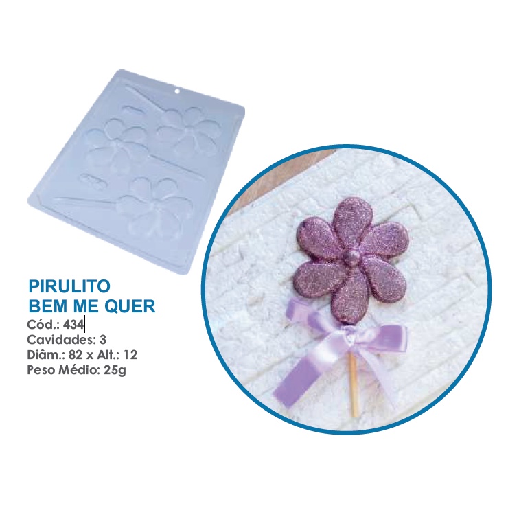 2 Formas simples para chocolate Pirulito Bem me quer - Cód. 434 BWB ...