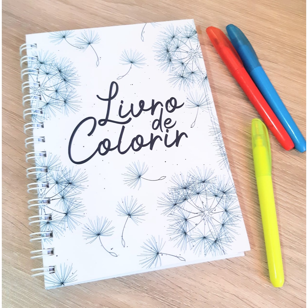 Caderno Colorir Adulto Capa Dente Leão Anti-Stress Anti -Ansiedade ...