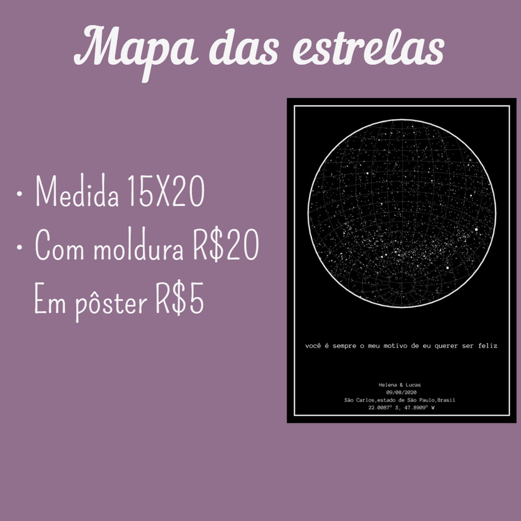 Quadro Mapa das Estrelas / Mapa Estelar / Meu Céu / Mapa Celeste ...