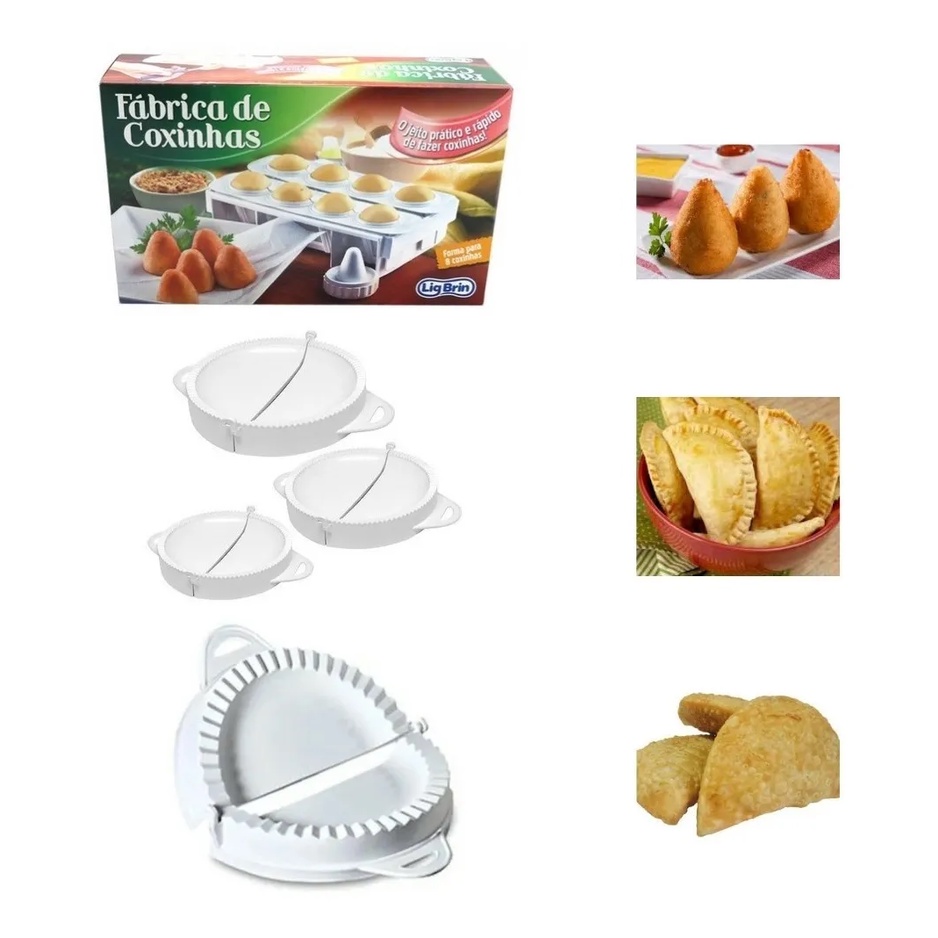 Kit Modelador Forma Fabrica 8 Coxinhas Pastel + Pastel GG | Shopee Brasil