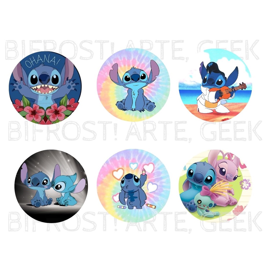 Kit 6 Botons Stitch diversos modelos Lilo & Stitch desenhos fofos ...