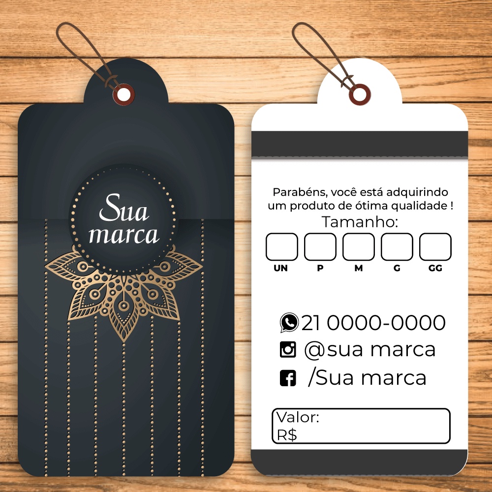 Tag Personalizada para Loja Etiqueta de Roupa e Bolsas 500 un Tam. 9x5 ...