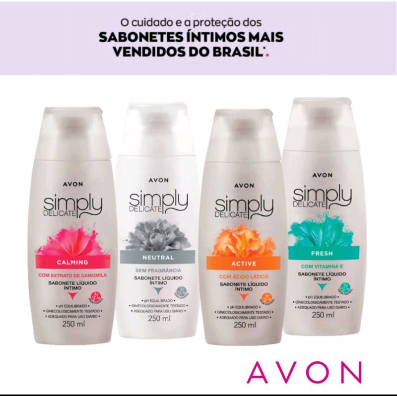 Sabonete Líquido Íntimo Simply Delicate Avon calming, neutral fresh ...