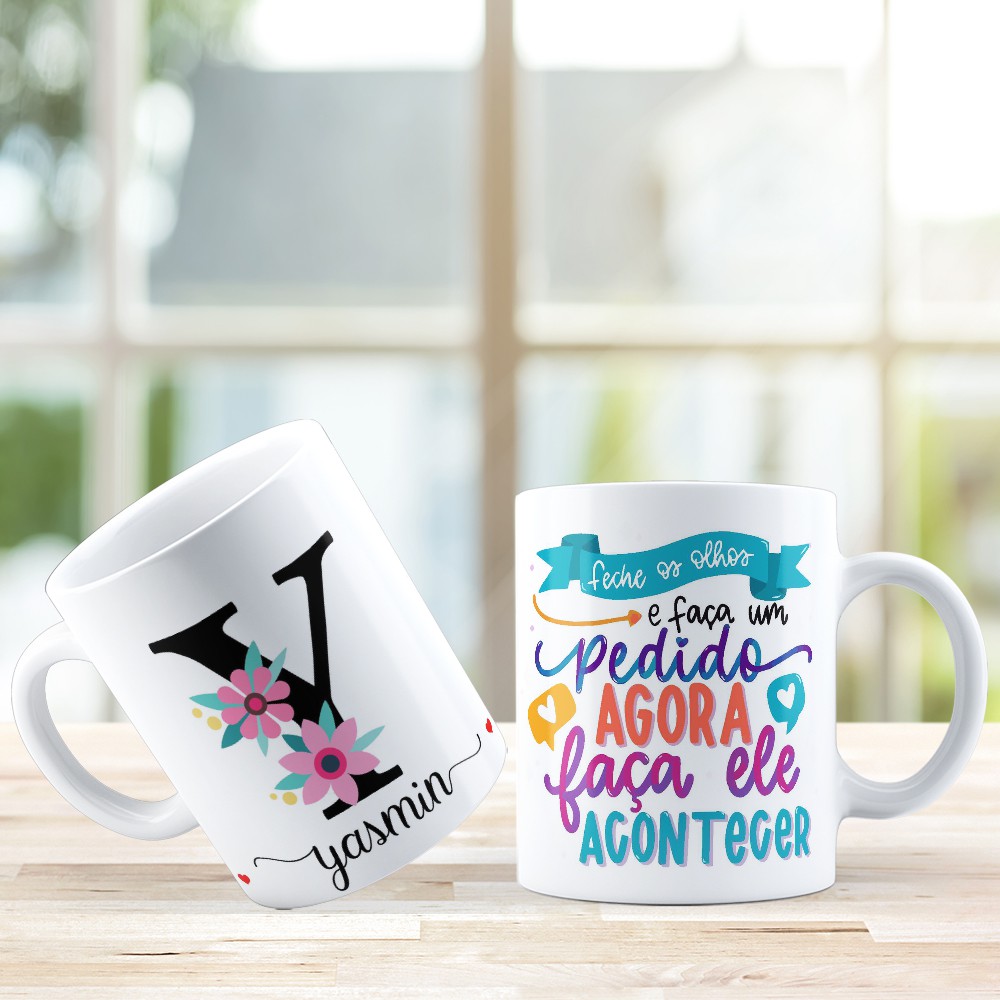 Caneca Personalizada Xícara Com Inicial Nome E Frase Letra Y | Shopee ...