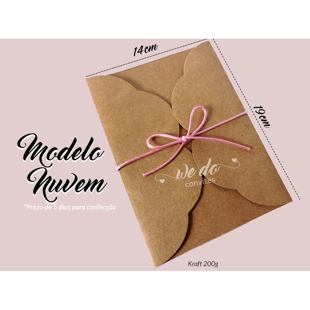 Envelopes prontos para convite Modelo Nuvem - 19x14cm | Shopee Brasil