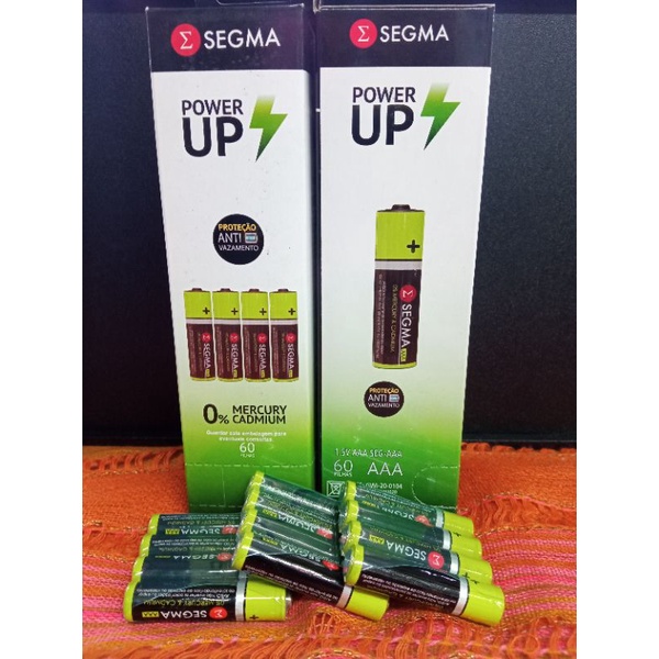 Pilha Power Up AAA pilha Tubo C/60 Unidades - Segma | Shopee Brasil