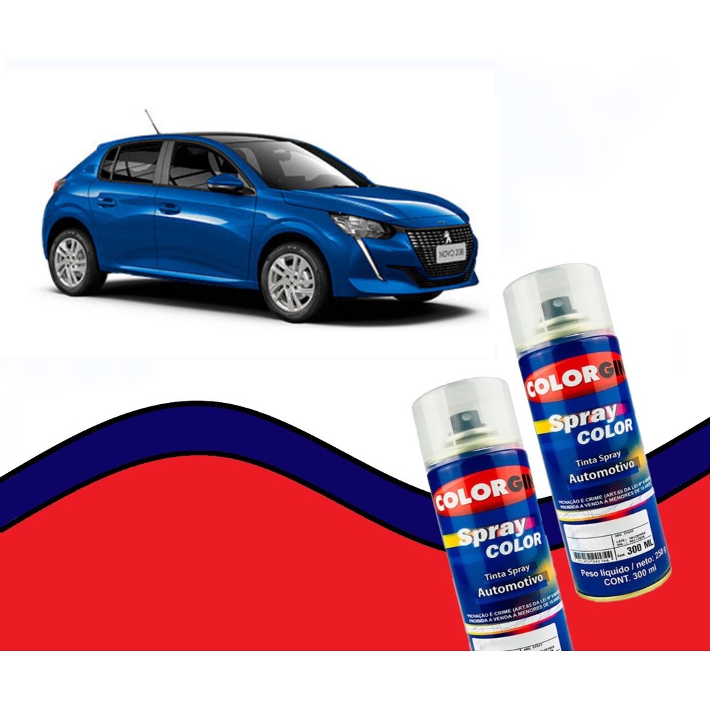 Kit Tinta Automotiva Spray reparos de pintura Azul Quasar Peugeot 300ml ...