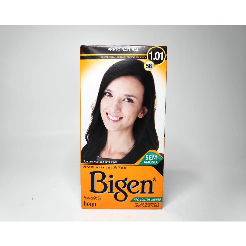 TINTA BIGEN 6G SEM AMONIA 1.01 - PRETO NATURAL | Shopee Brasil