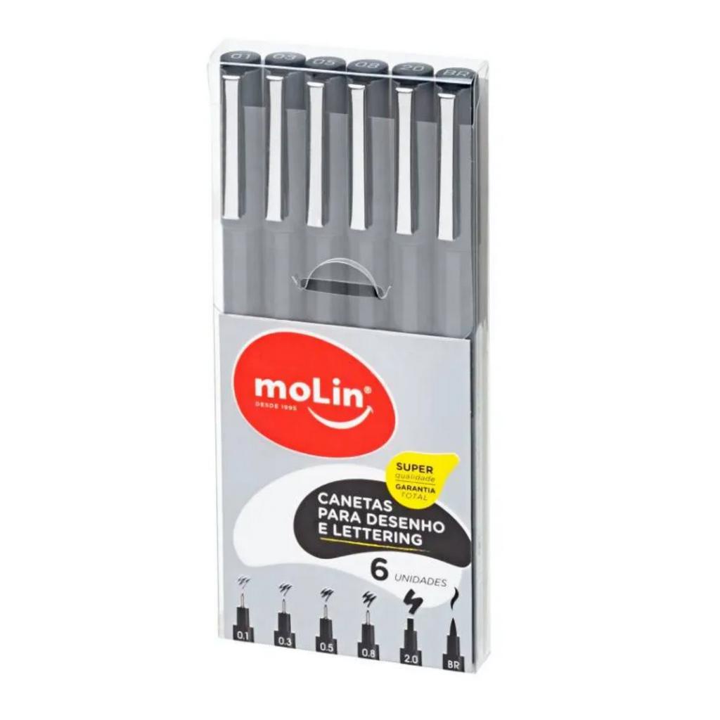 Caneta Nanquim 5 Pontas +1 Brush Pen Desenho Lettering MOLIN | Shopee ...