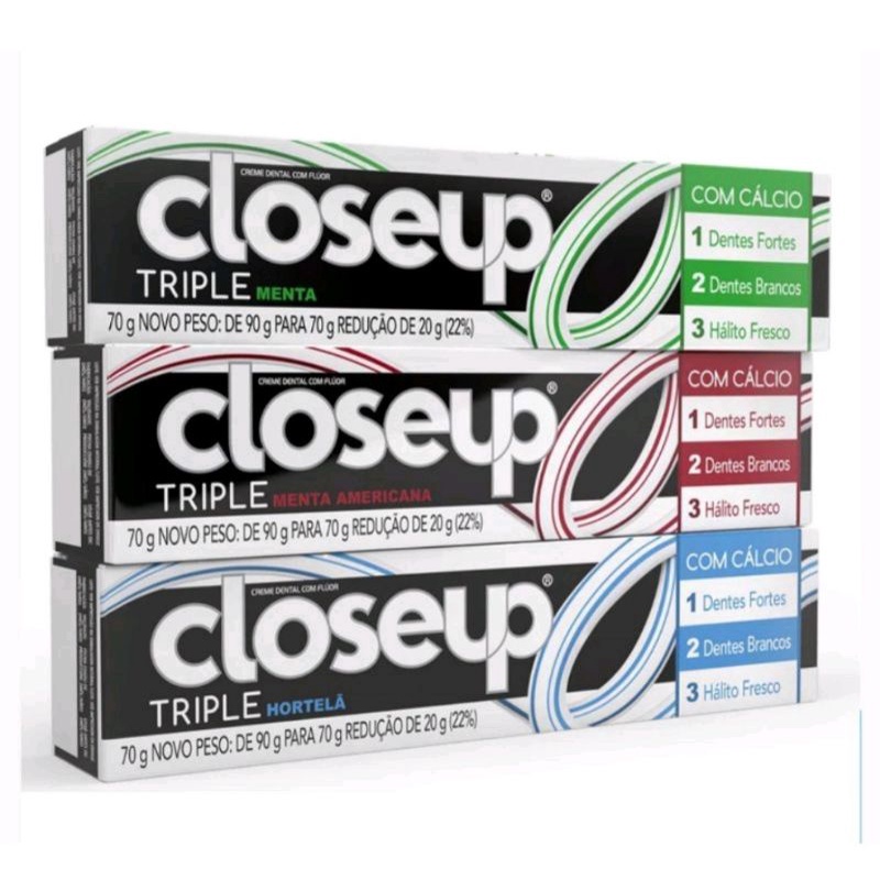 Pasta de dentes Closeup Triple em creme 70 g | Shopee Brasil
