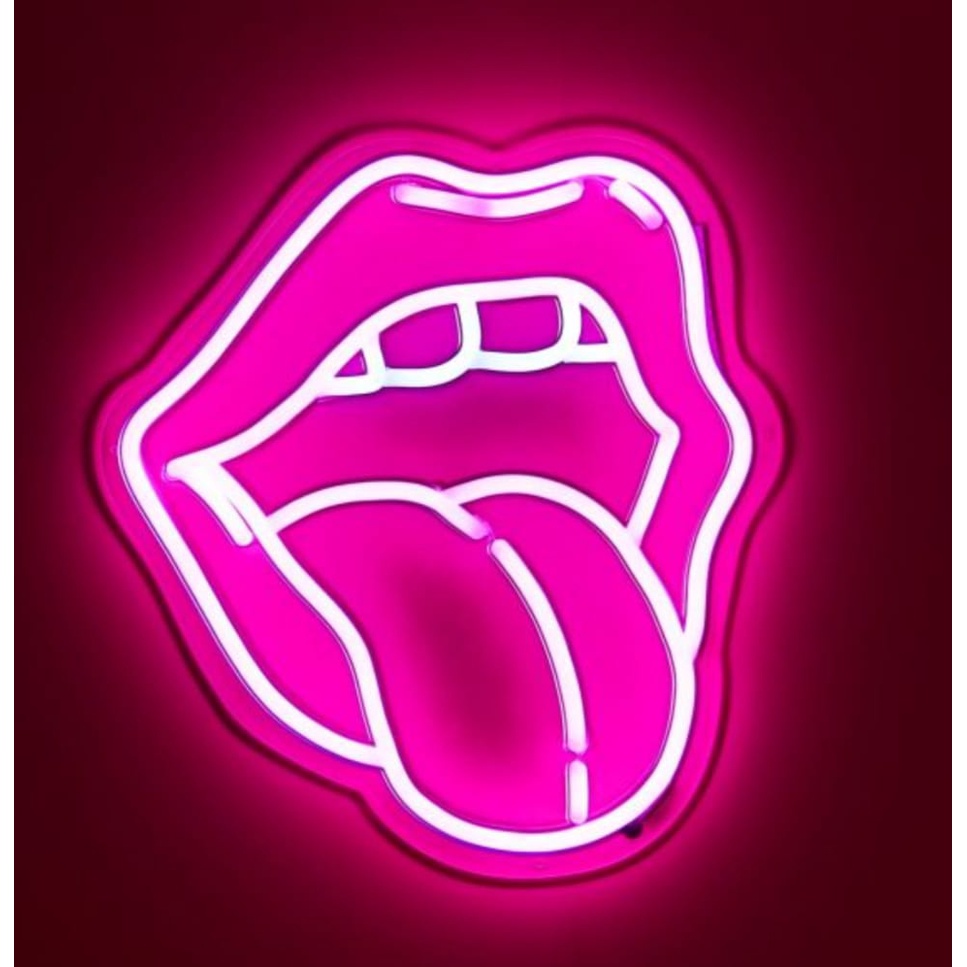 Placa luminosa em neon de led BOCA ROLLING STONES 50 cm largura x 50 cm ...