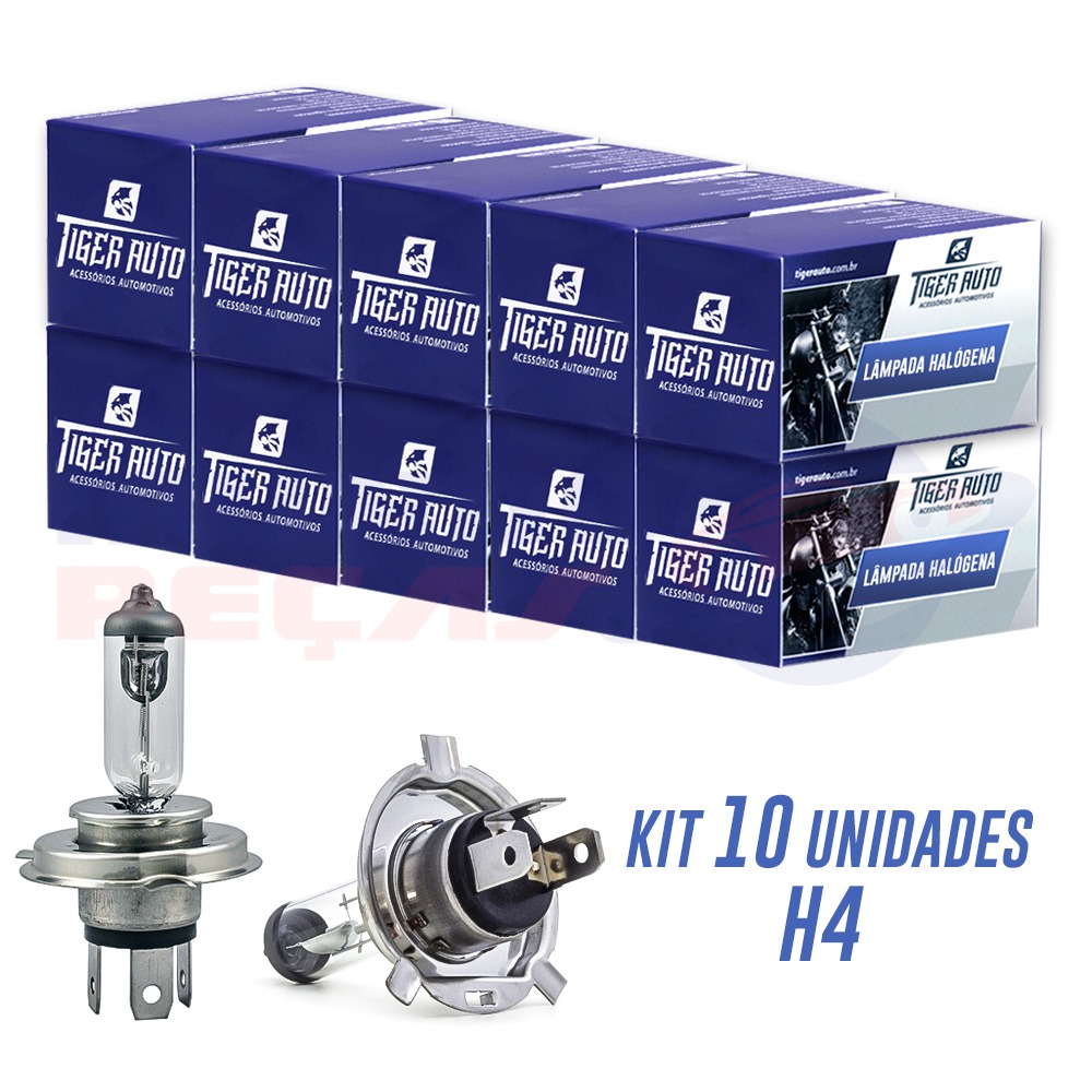 Kit Com 10 Lampadas H4 12v Halogena Comum | Shopee Brasil