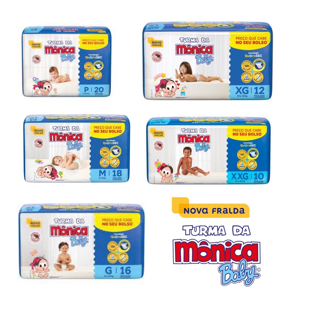 Fralda Turma da Mônica Baby Jumbinho P ao XXG | Shopee Brasil
