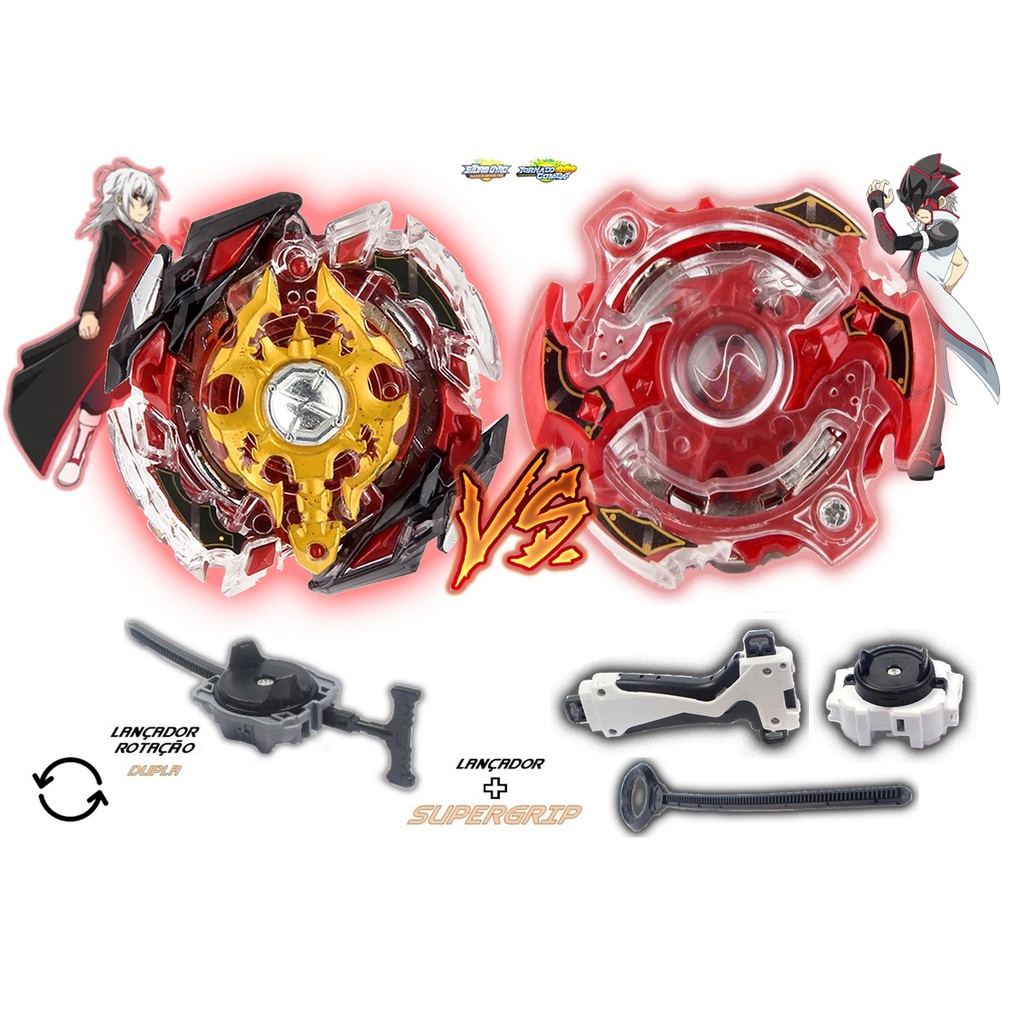 Kit 2 Beyblade Burst + 2 Lançador God Spriggan Vs Spriggan Spread ...