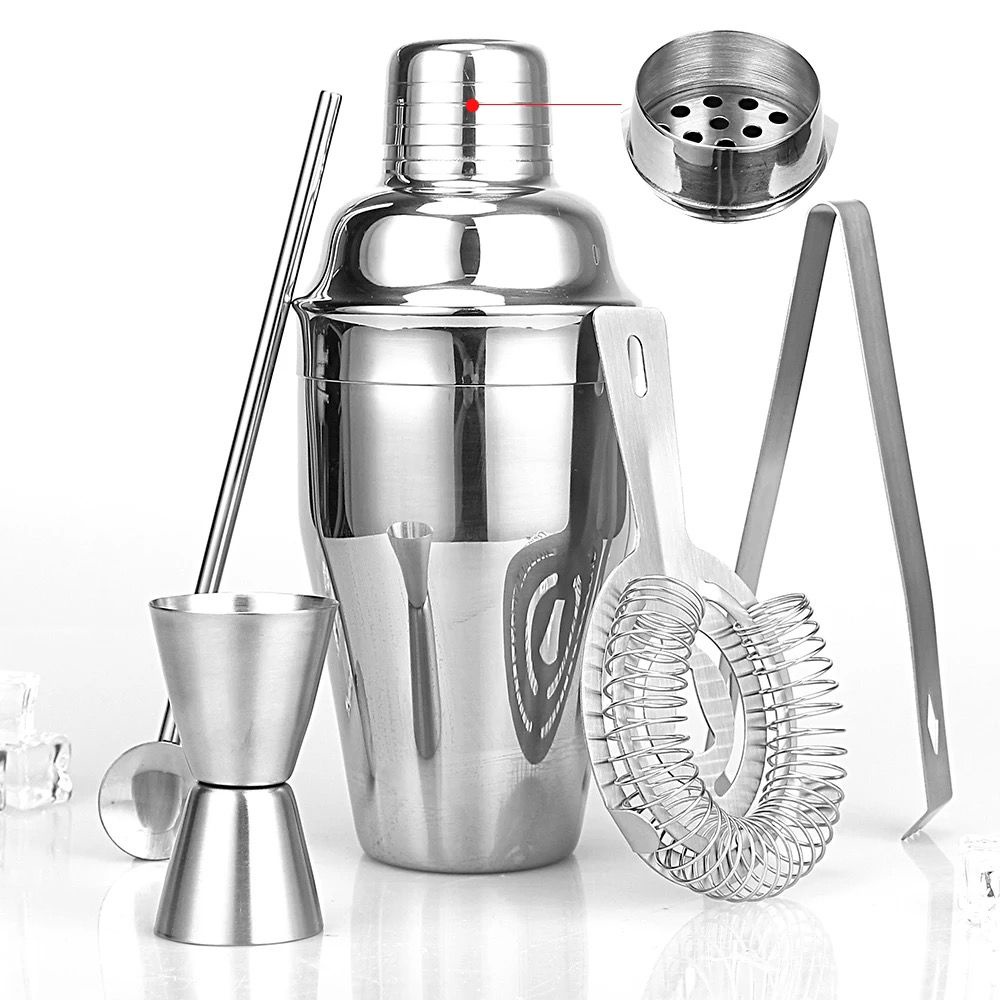 Kit Bar Profissional Coqueteleira em Inox 550ml + Pegador + Dosador ...