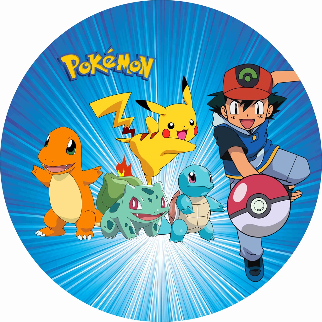 Painel Redondo Tema Pokémon Para Decoração de Festa Em Tecido Sublimado ...