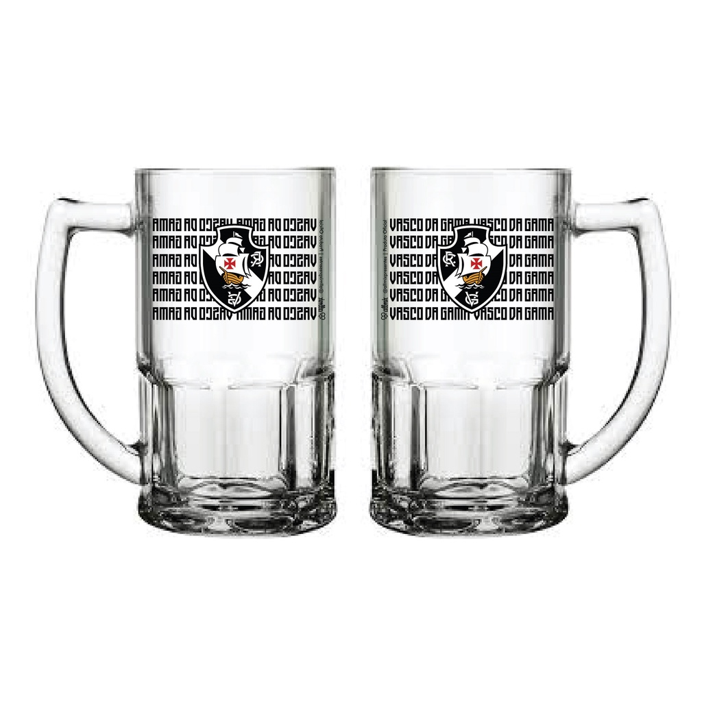 Kit com 2 Canecas Vidro Chopp Cerveja Bristol Luva Vasco Allmix - 340ml | Shopee Brasil