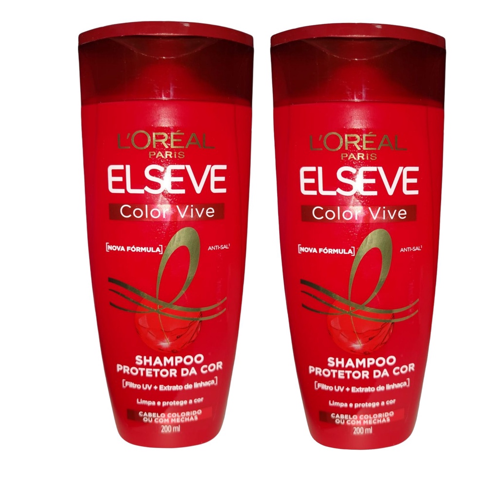 Kit 2x Shampoo Elseve Color-Vive Loreal Paris 200ml Prolongador de Cor ...