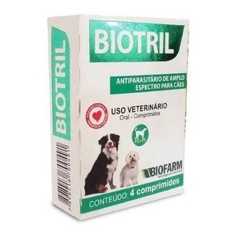 Biotril Antiparasitário para cães - 4 comprimidos | Shopee Brasil
