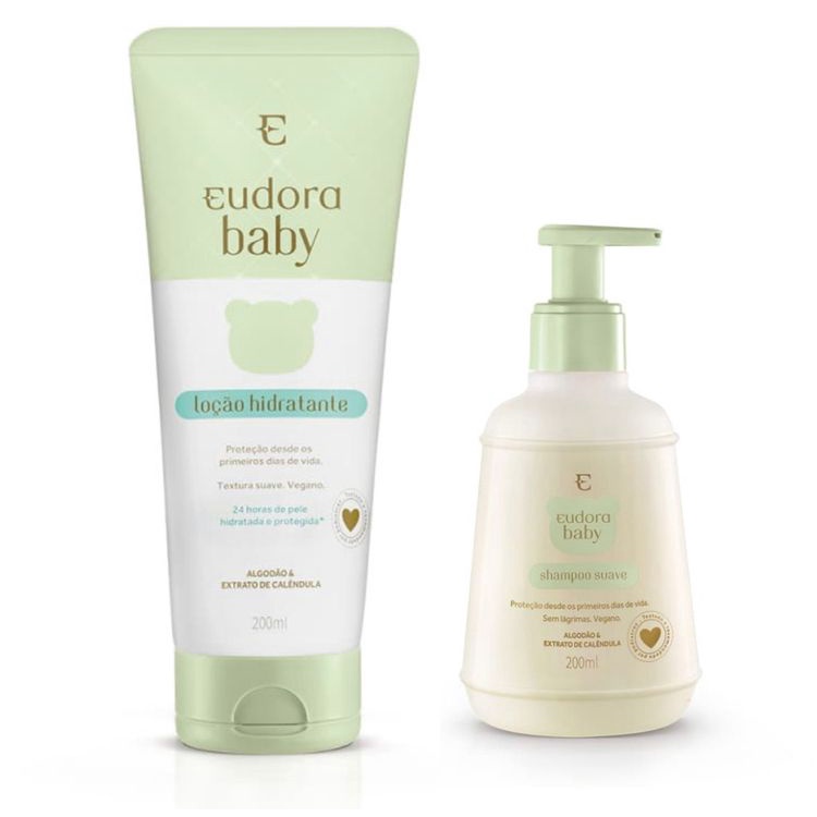 Kit Eudora Baby: Creme Hidratante 200ml + Shampoo 200ml p/ Bebê ...