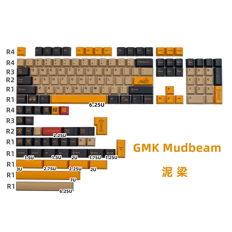 Teclas GMK Mudbeam Keycaps , 140 Perfil Cereja DYE-SUB Personalizadas ...