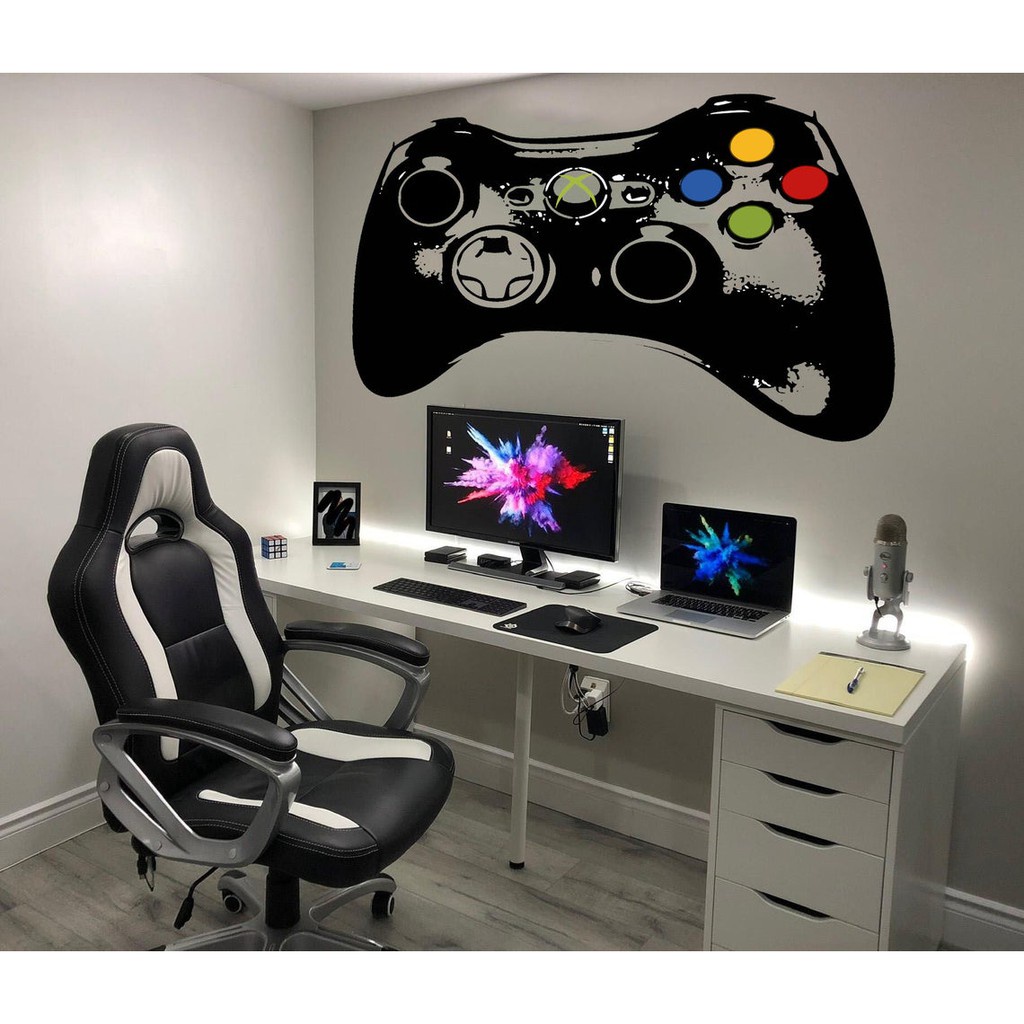 Adesivo Decorativo Controle Cores Game Gamer Parede Porta Quarto Sala ...