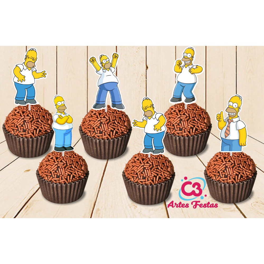 Homer Simpson 50 Topper Tags Docinhos Doces Festa | Shopee Brasil