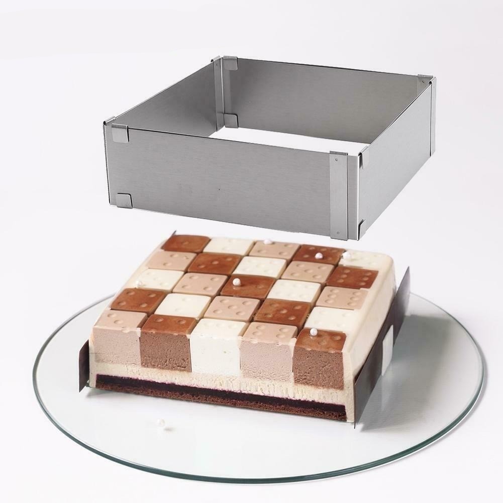 Forma Quadrada Expansível Inox Bolo Torta Doces Confeiteiro Pequeno ...