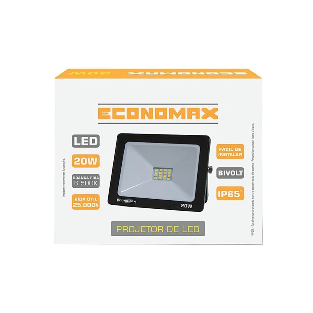 Projetor Refletor de Led Economax 20w Branco Frio Bivolt | Shopee Brasil