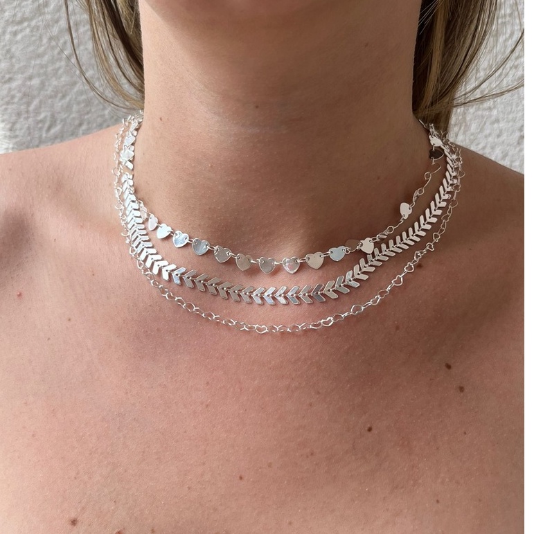 Kit 3 Choker A Prata 925 Feminina Folheada Vários Modelos Envio ...