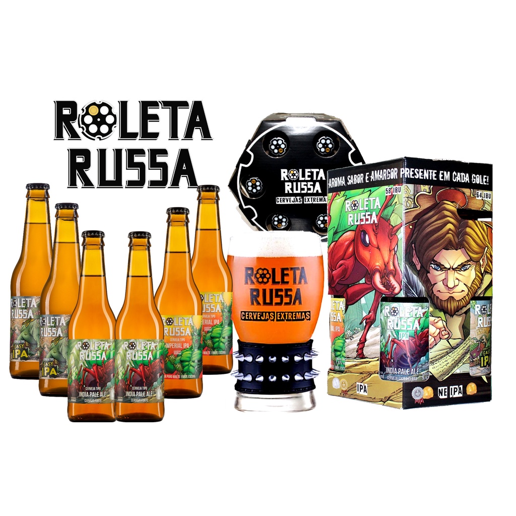 Kit Presente Cerveja Roleta Russa IPA, Imperial IPA, Easy IPA Long-neck ...