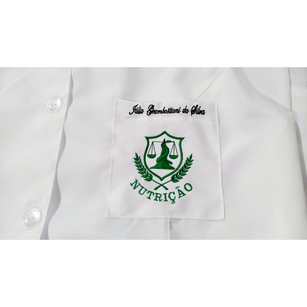 jaleco nutrição nome e logo | Shopee Brasil