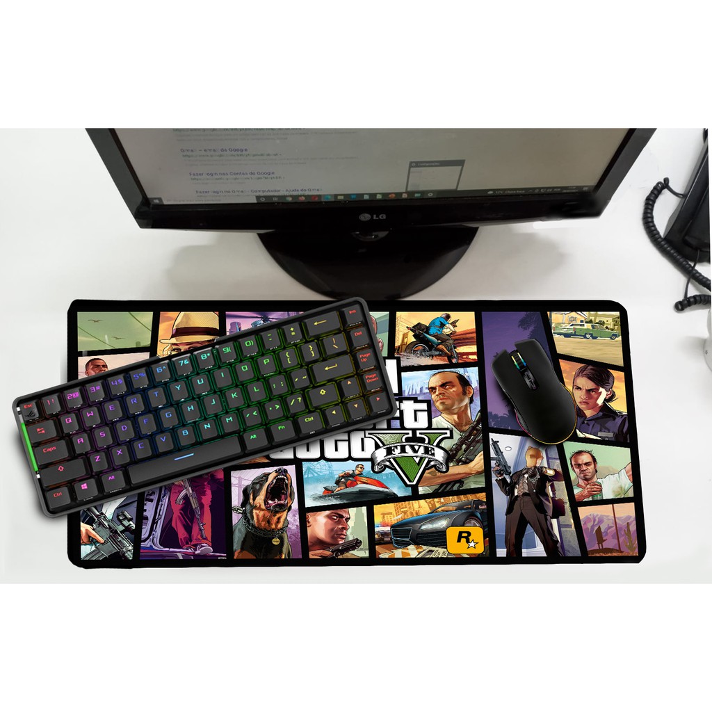 Mouse Pad Gamer Desk Pad Grande 30x70cm - GTA | Shopee Brasil