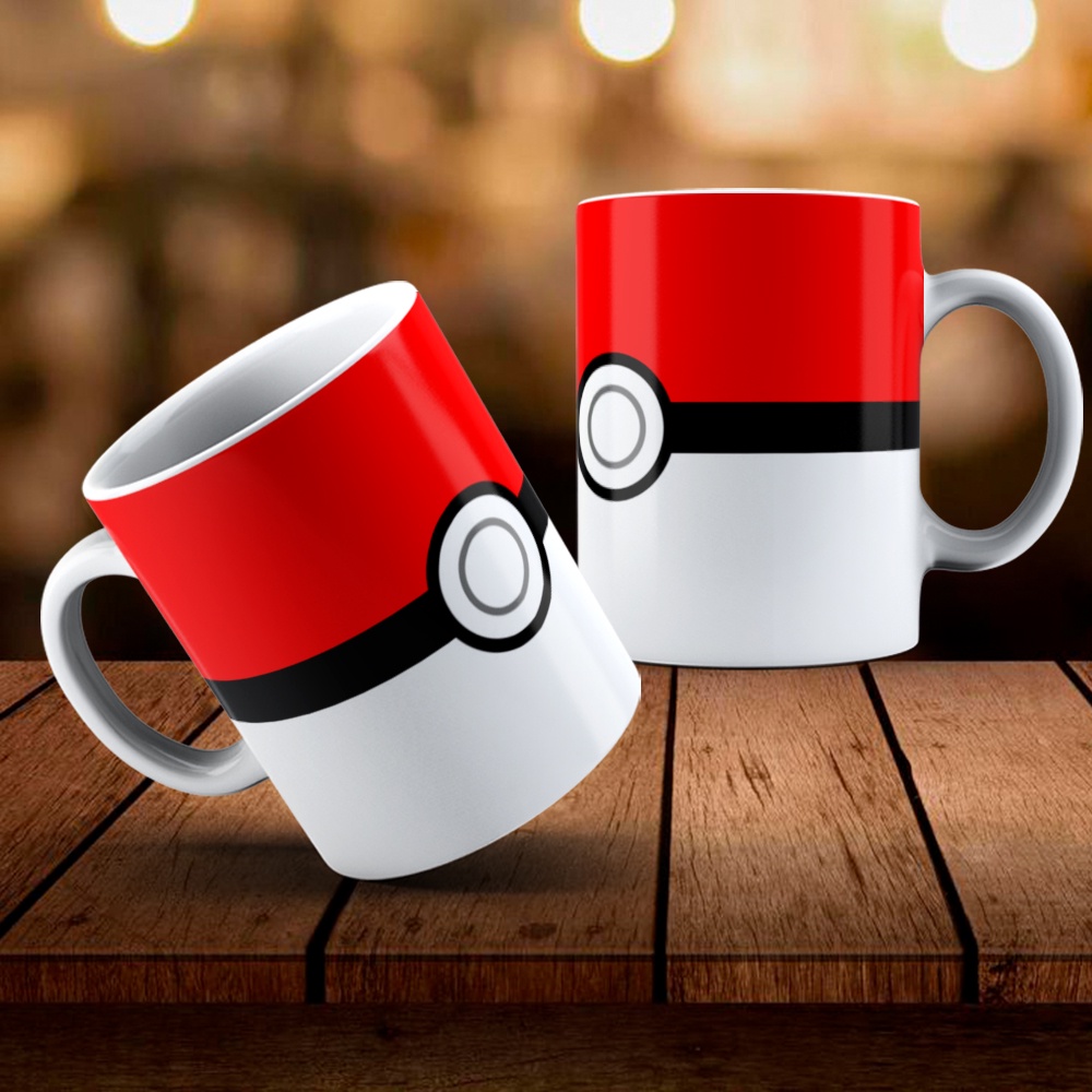Caneca Pokemon Pokebola Pikachu Geek Anime Porcelana Polimero 325ml ...