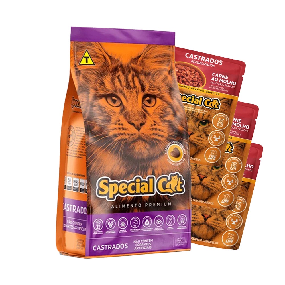 Ração Special Cat Adultos Castrados - 20Kg + Sache | Shopee Brasil