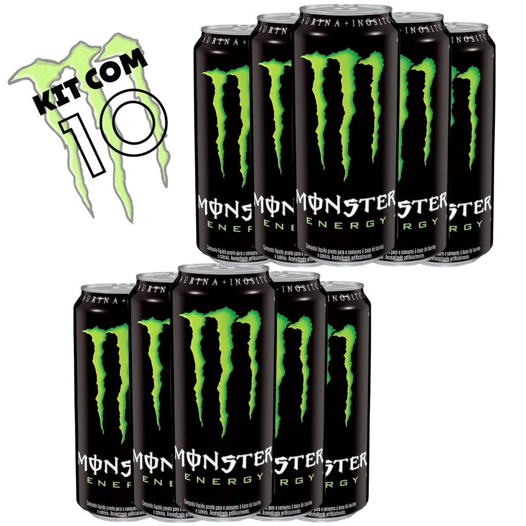 Combo com 10 Latas Energético Monster Tradicional 473ml | Shopee Brasil